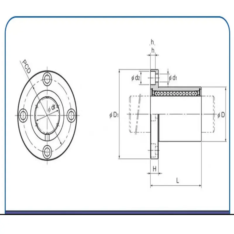 Long-lasting Round Flange Linear Bearings Lmf6uu Lmf8uu Lmf10uu Lmf12uu ...