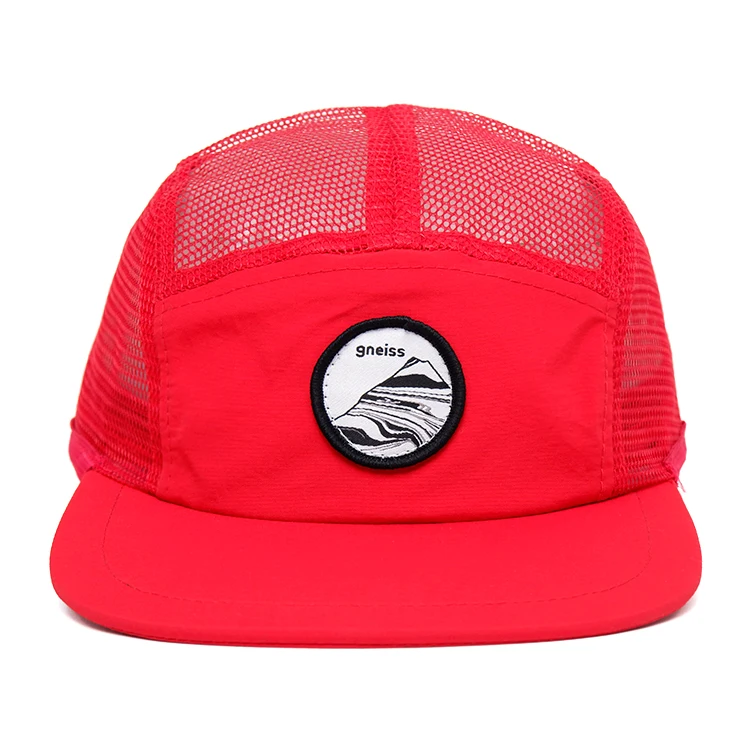 Qianzun Red Mesh Running Hat Nylon 5 Panel Quick Dry Windproof ...