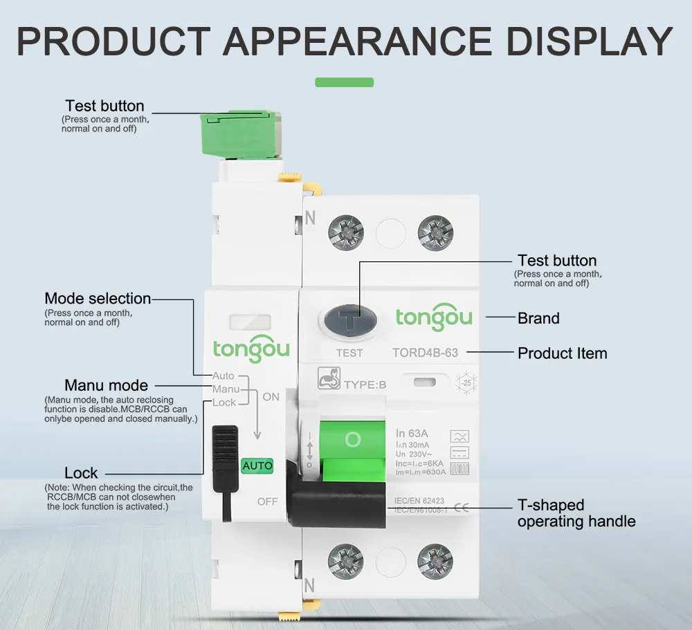Type B Dc Rccb Rcd Ev Residual Smart Automatic Self-reclosing Device ...