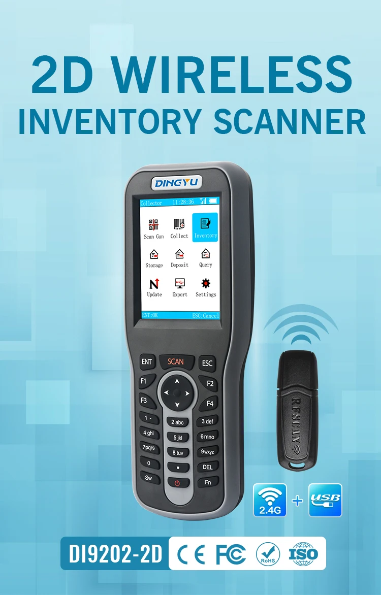 Barcode Scanner Data Collector - Handheld 2.4g Wireless PDA
