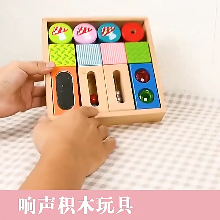 Montessori Baby Wooden Musical Sound Rattle Shape Cognition Stacking ...