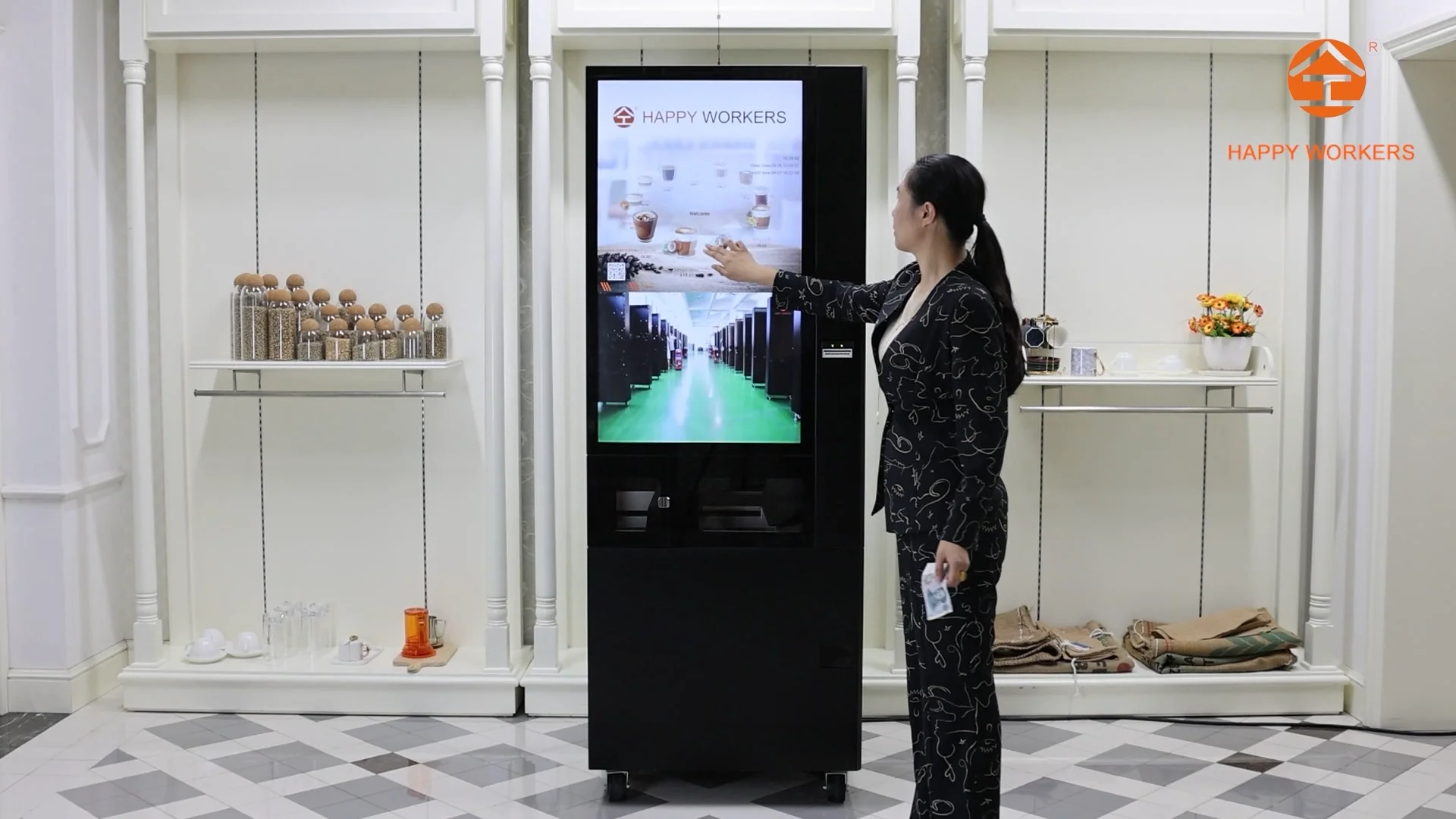 Happy Workers Coin Operated Coffee Vending Machine With Ice Maker For ...