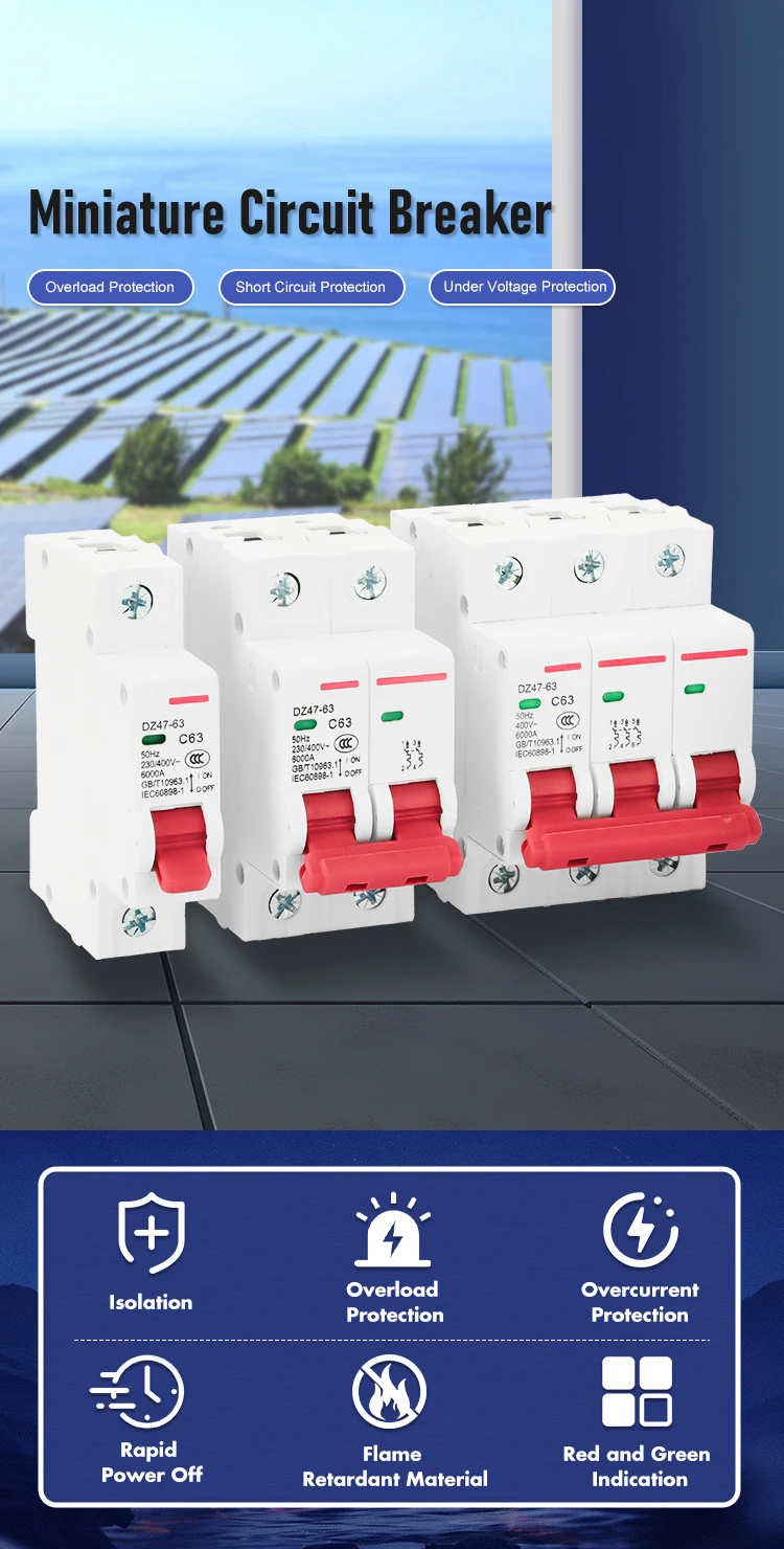 DZ47-63 1p 2p 3p 4p 1A 2A 3A 4A 5A 6A 10A 16A 20A 25A 32A 40A 50A 63A DZ47 MCB Ac Dc Electrical ...