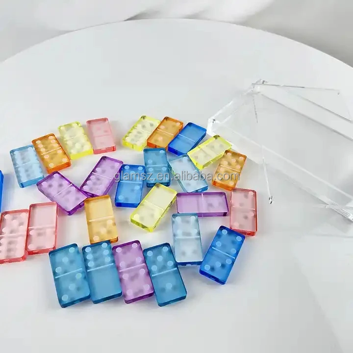 Clear Acrylic Storage Box Double Six Home Decor 28 Pieces Lucite Domino ...