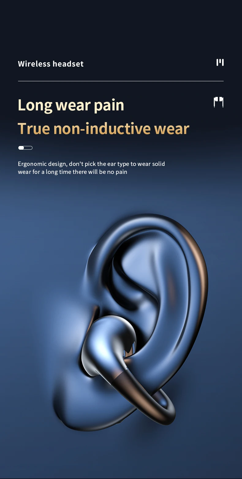 JR03 Bluetooth Earphones Conduction Open Ear Hook Wireless Sport ...