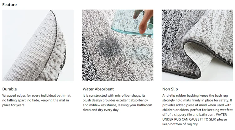 Soft Plush Shaggy Gradient Mat Bathroom Non-slip Mat Absorbent Home ...