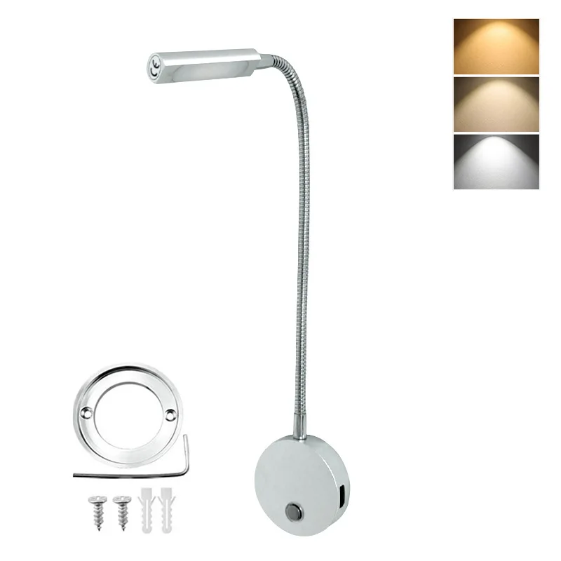 Rv Boat Led Reading Light Dimmable Usb Flexible Gooseneck Wall Lamp Dc ...