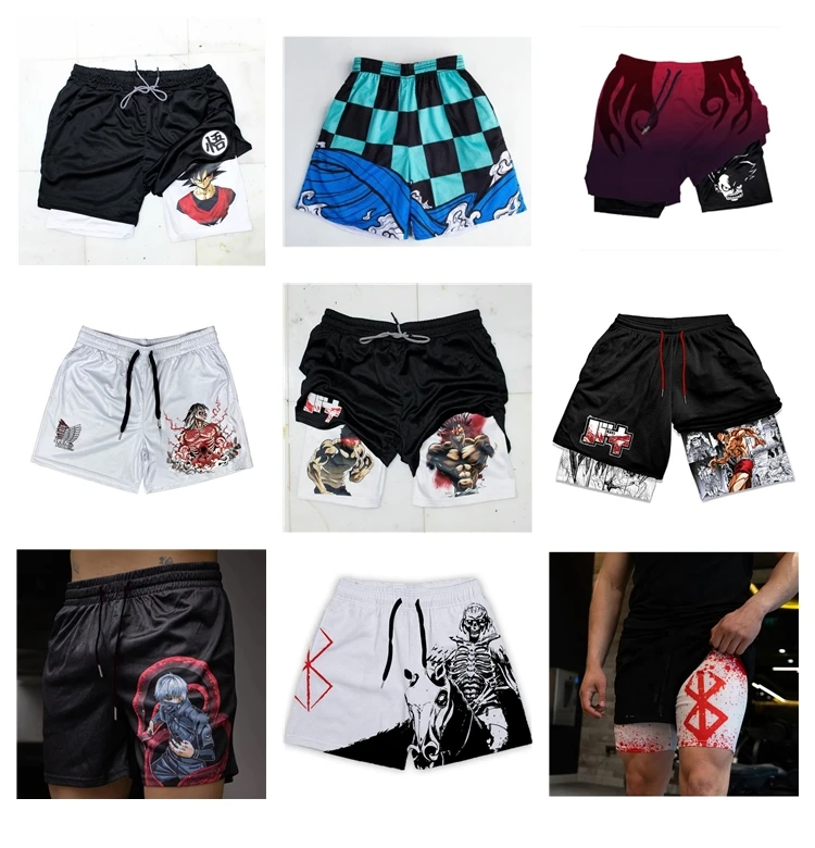 Anime Gym Shorts Men Dragon Anime Ball Anime One Pieced 3d Print 2 In 1 ...