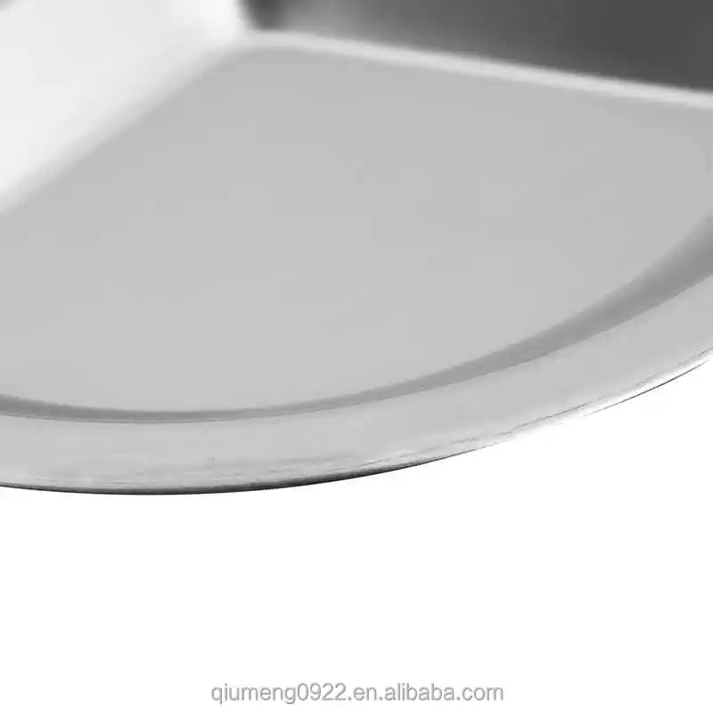 Stainless Steel 3 Sections Round Divided Dish Snack Dinner Plate Diameter