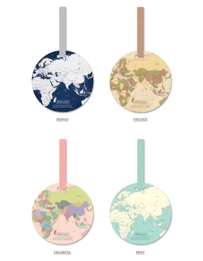Custom Round Earth World Map Luggage Name Tag Hot Pressing PVC Tag for ...