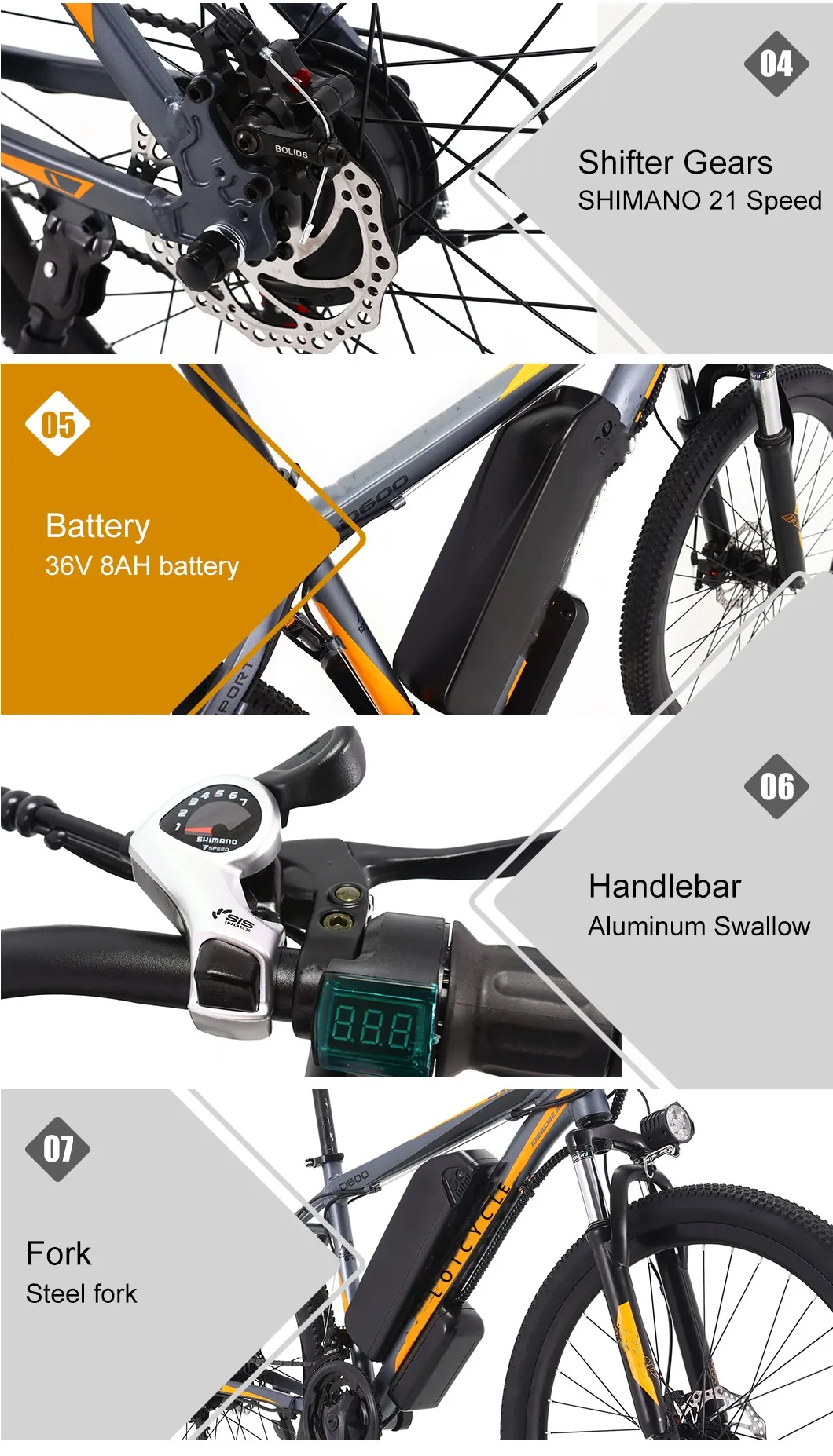 26'' Aluminum 1000w 48v Electric Mountain Bike 21 Speed E Cycle Ebike ...