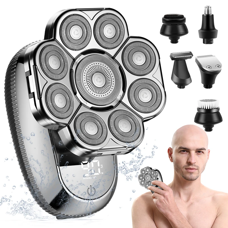 Floating Head Electric Head Shaver Grooming Kit Upgrade IPX6 Waterproof ...