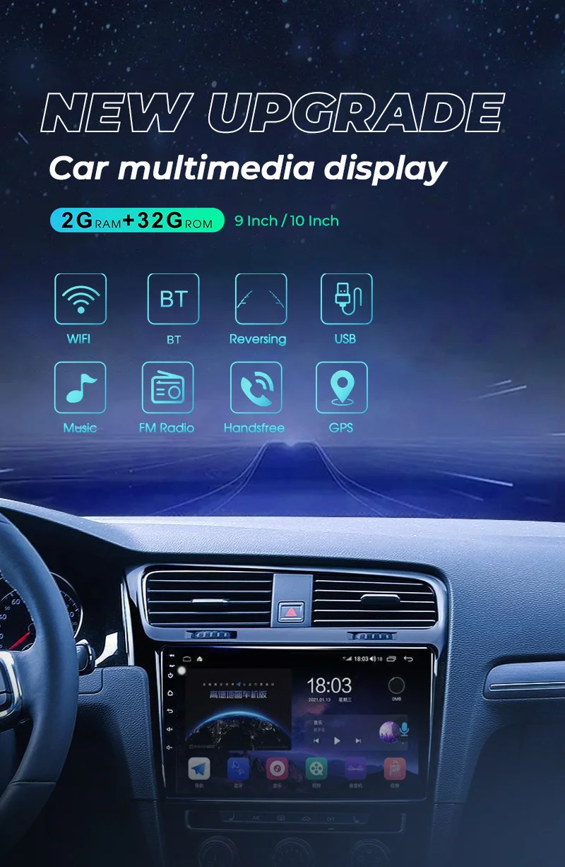 Universal Double Din Android 12 System 9 Inch 2+32g Carplay Android ...