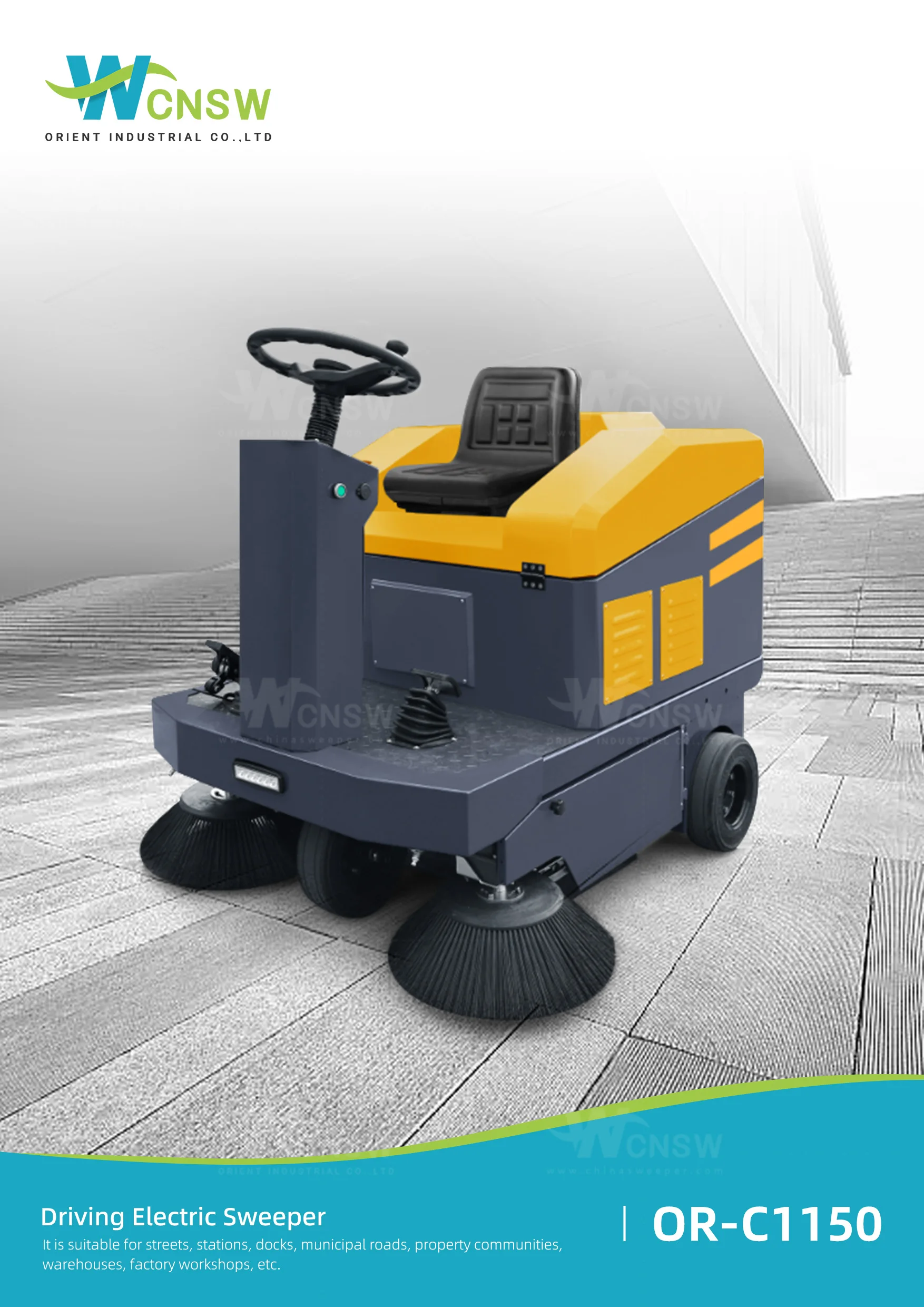 Industrial Ride On Compact Street Garbage Vacuum Sidewalk Cleaning ...