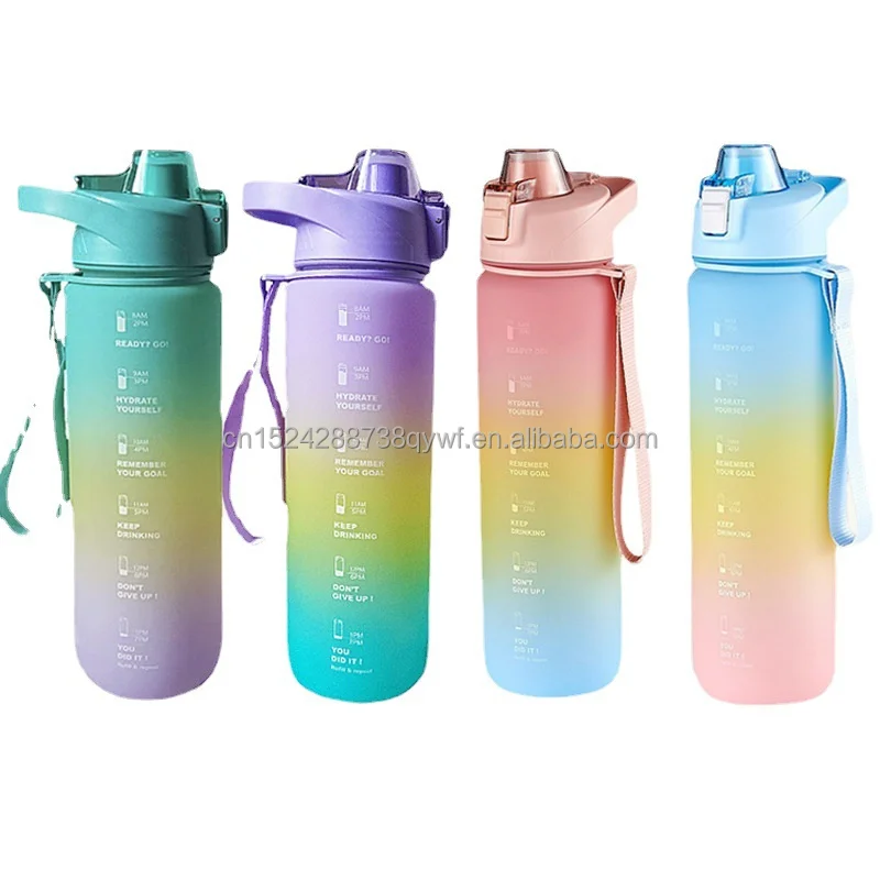 Large Capacity 1100ml Sport Plastic Water Bottle Frosted Gradient Color ...