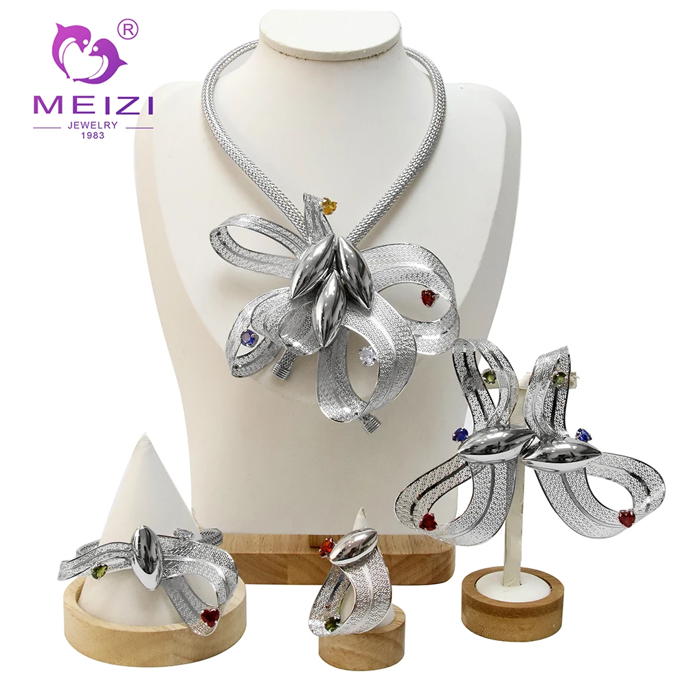 Meizi Jewelry Latest Fashion Dubai Gold Plated Necklace Jewelry Set ...