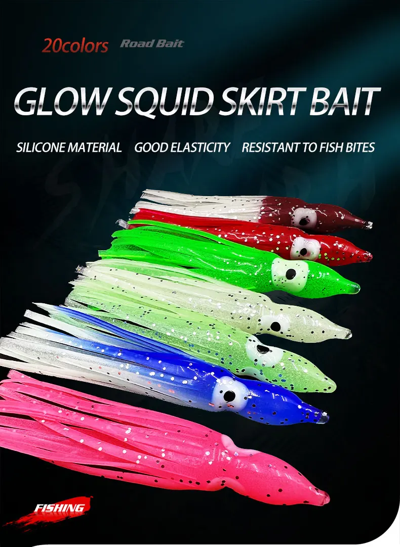 Customization Rubber Squid Skirts 5cm 9cm 11cm Octopus Soft Fishing Lures Tuna Sailfish Baits ...
