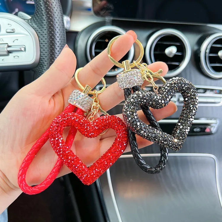 New Arrival Rhinestones Heart Shape Key Chain Girls Bag Luxury Wristlet ...