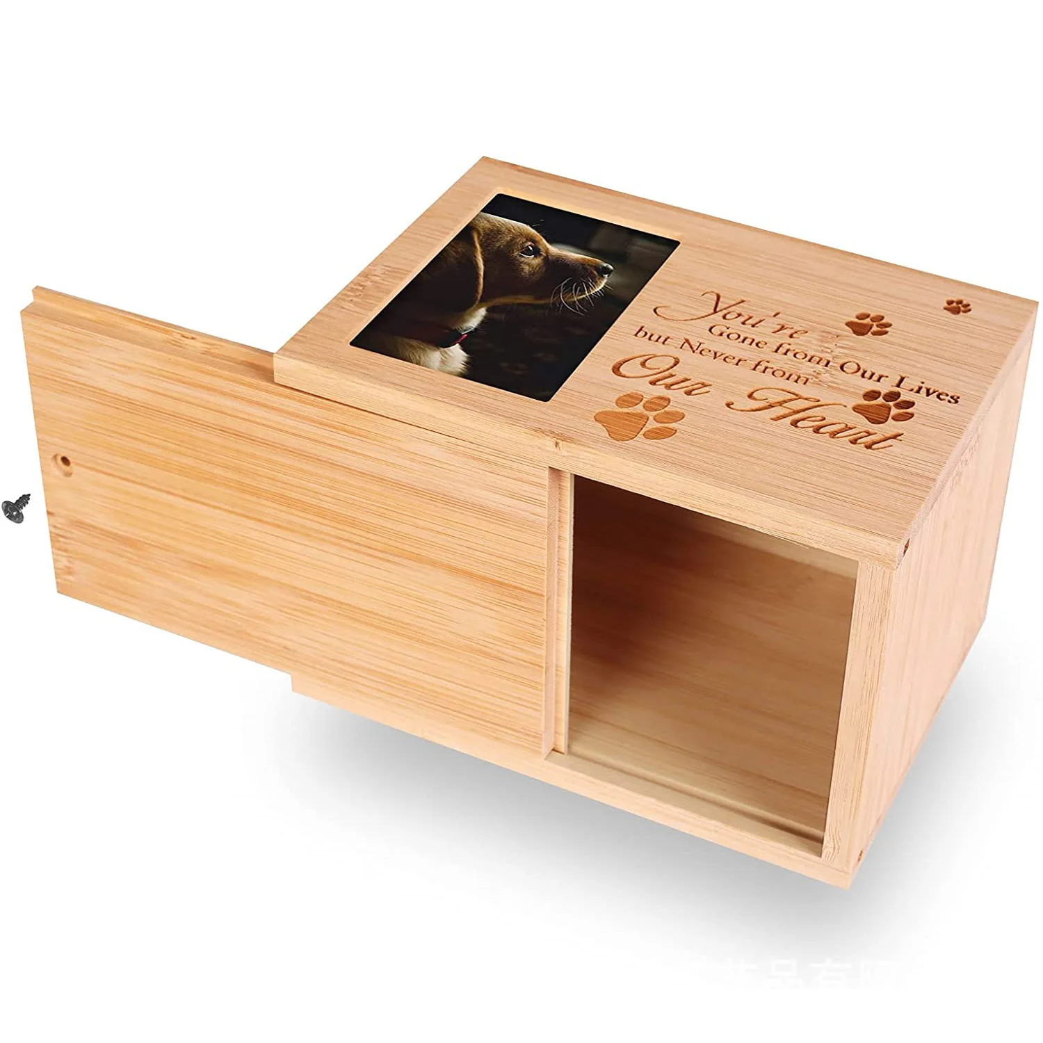 Bamboo Pet Memorial Urn for Ashes Cat Dog Memory Box with Photo Frame ...