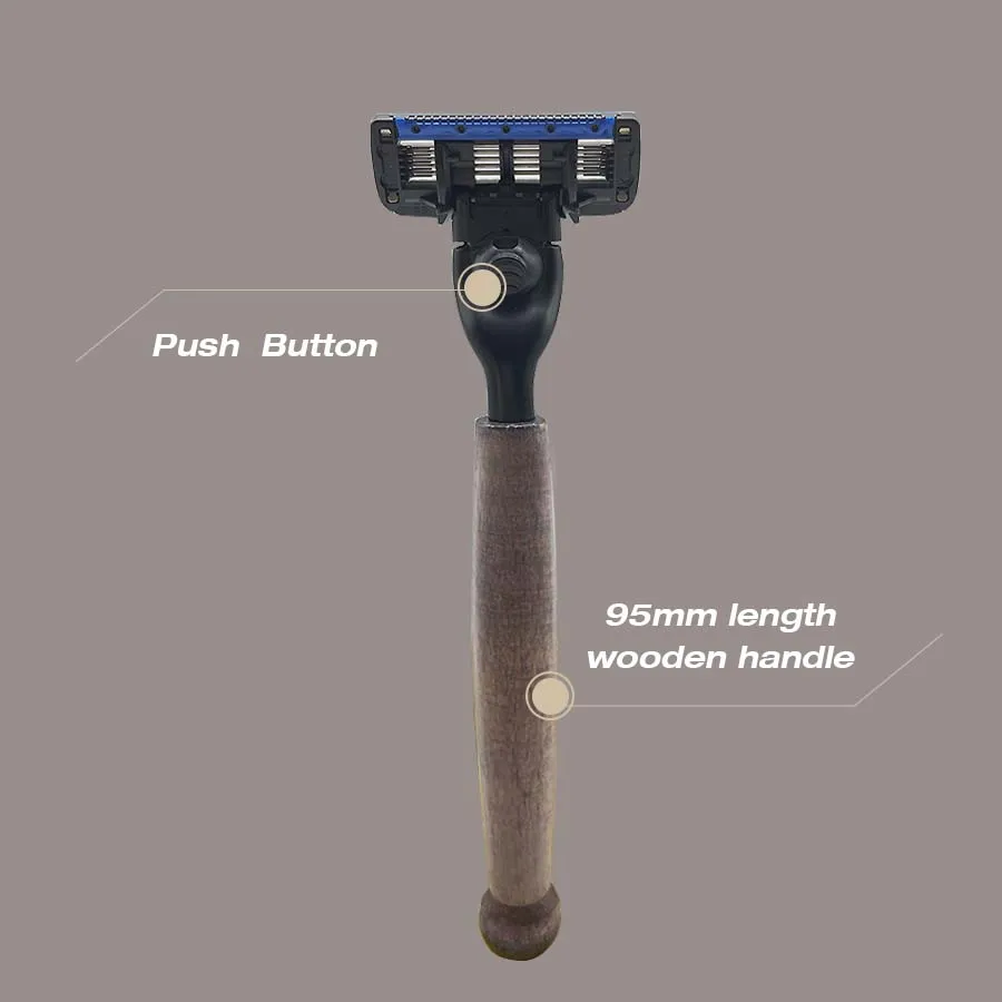 Personal Shave Razor Wooden Handle Razor 5 Blade Razor For Men - Buy ...