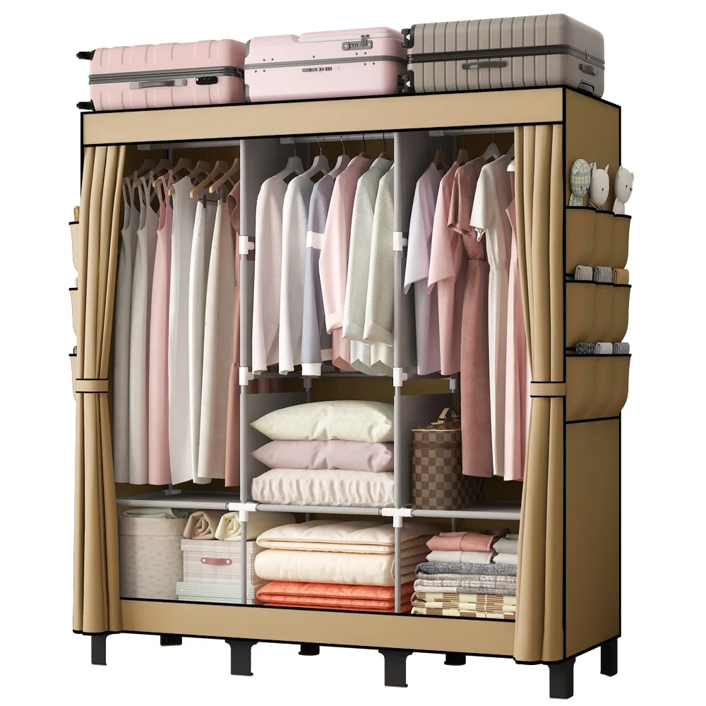 Cheap Folding Plastic Canvas Fabric Clothes Storage Organiser Wardrobe ...