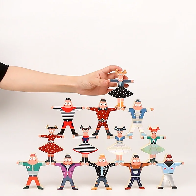 Wooden Toys Kids Educational Balance Beam Figures Building Blocks ...