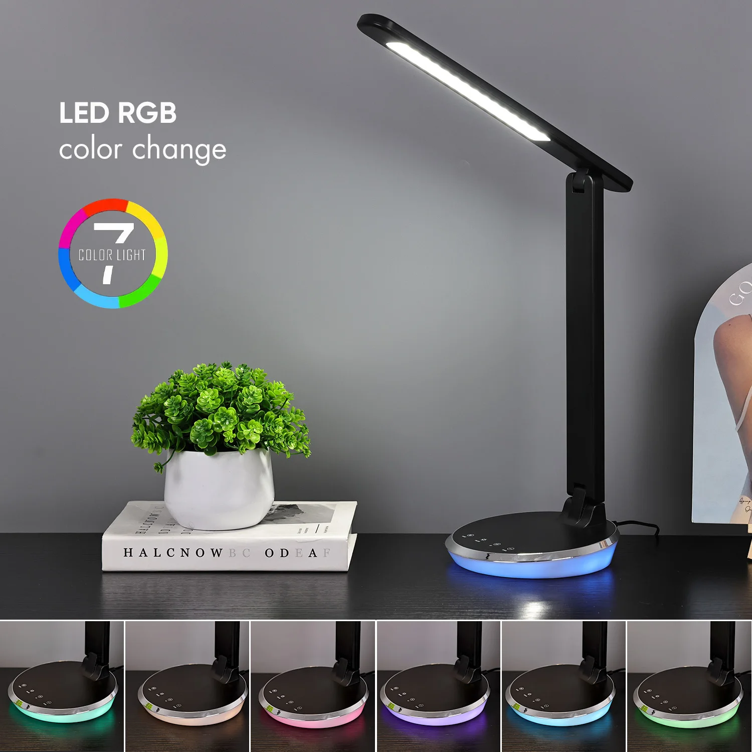Modern Dual-Function RGB Desk Lamp - Foldable & Touch Dimmer