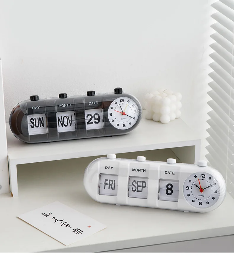 Easy to Read Flip Desk Clock - Modern Plastic Handicraft