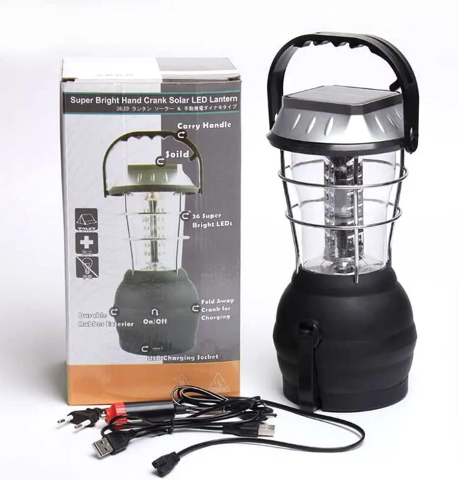 36 Led Solar Hand-up Crank Dynamo Camping Lantern Emergency Lamp ...