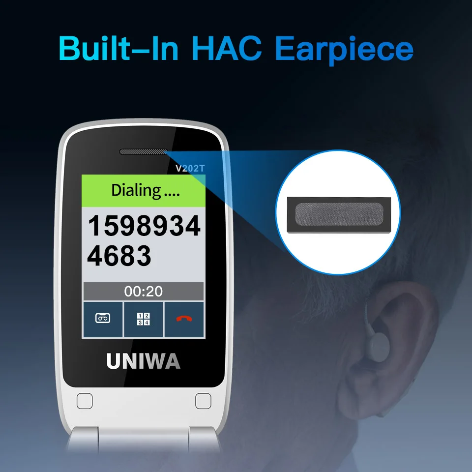 V202T Big Font Big Button 4G Flip Cellphone for Seniors