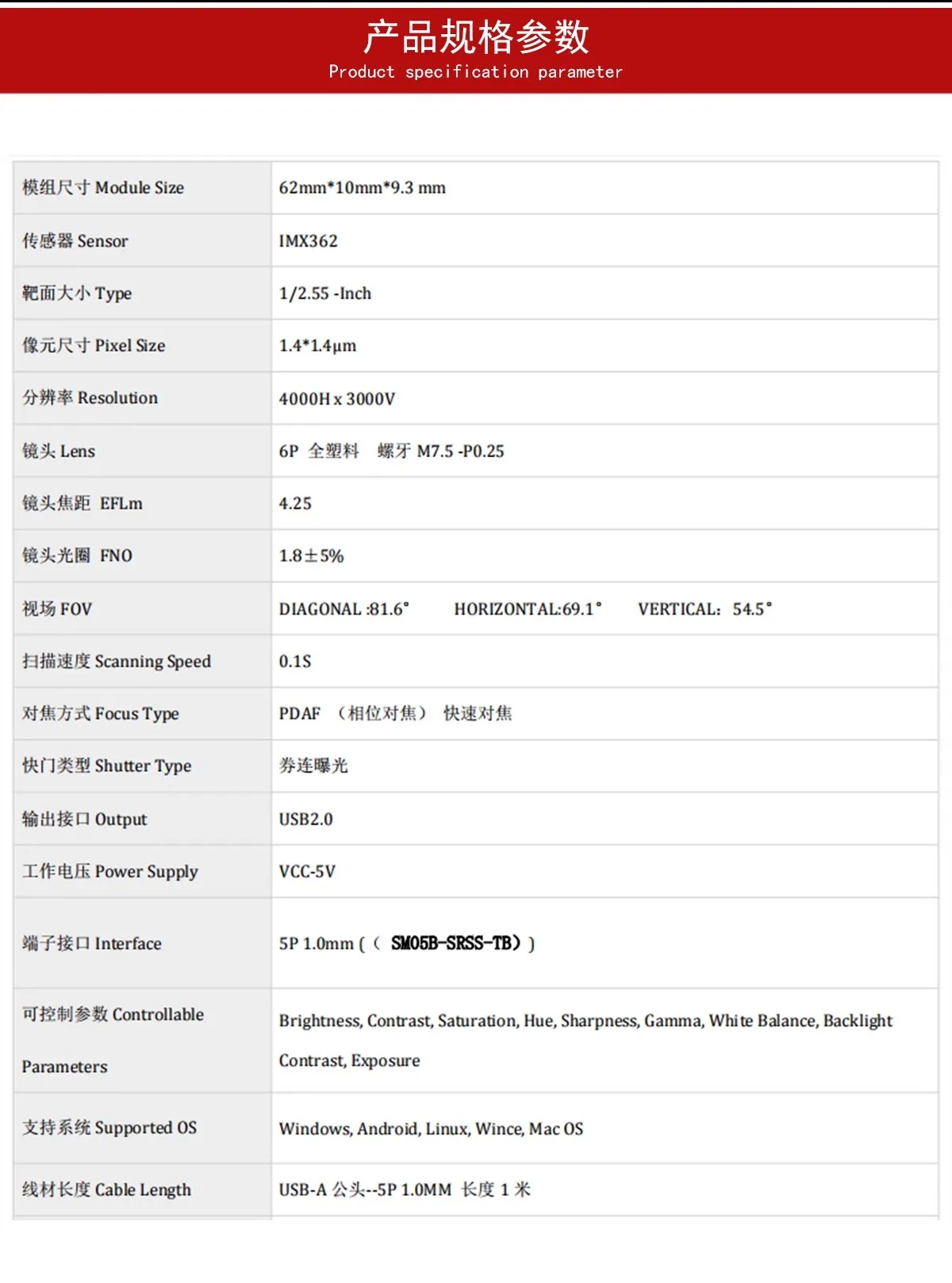 IMX362 12MP AF Camera Module - Global Shutter & PDAF Focus