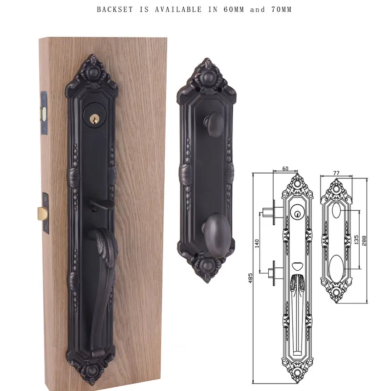 Villa Luxury Double Door Handle Lock Retro European Solid Wood Entry ...