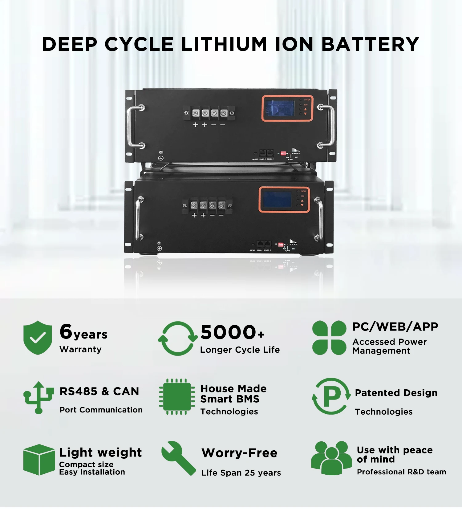 Rack Mounted 48v 50ah 100ah 2.4kwh 4.8kwh Lithium Battery 48v 200ah ...