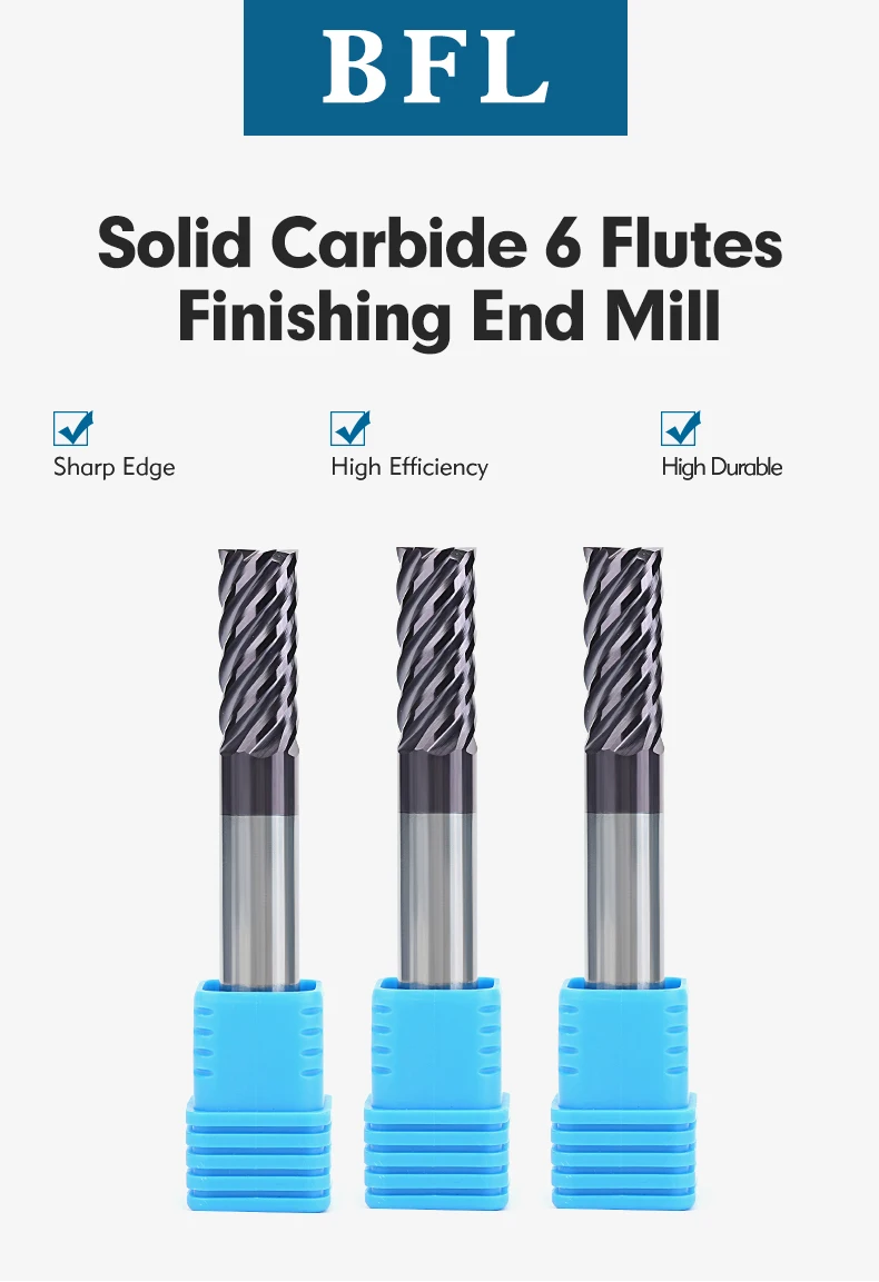 BFL Cnc Milling Cutter Solid Carbide 6 Flutes Finishing End Mill ...