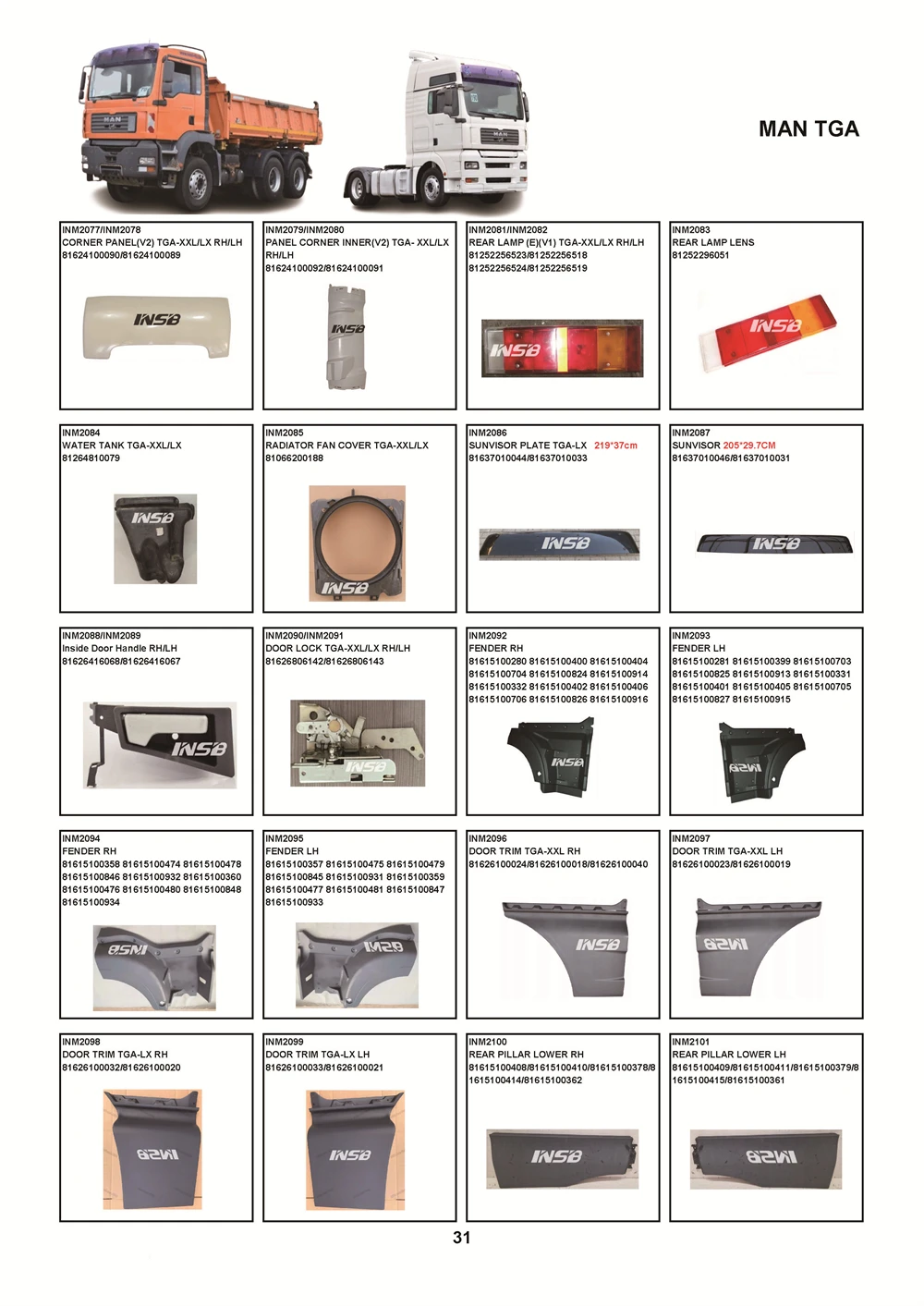 Tail Lamp Cover for MAN TGA Truck Parts - OEM 81664400189