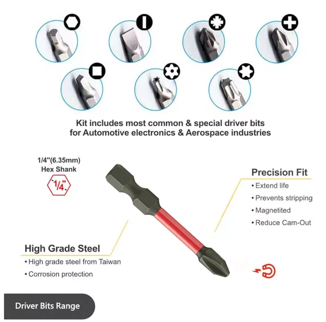 Tooljoy Ph2 25mm 50mm 65mm 100mm 150mm Magnetic Impact Bits For Power ...