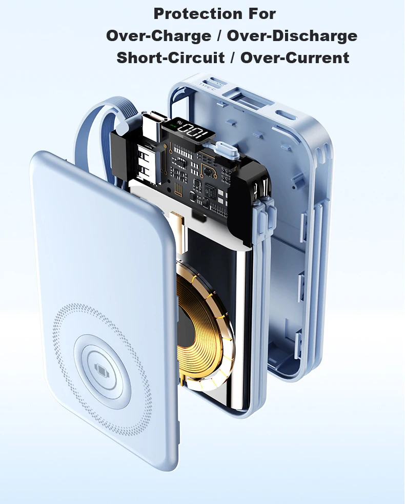 Mag Fast Charging Magnetic Wireless Power Bank with Cable 10000mAh Safe ...