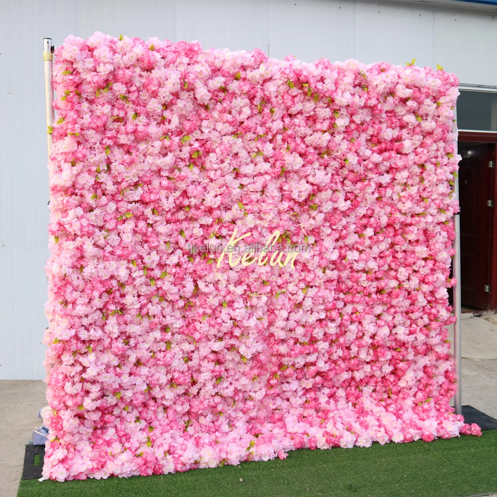 Ke-wa016 Wholesale Artificial Pink Flower Wall Backdrop 8ft X 8ft Roll ...