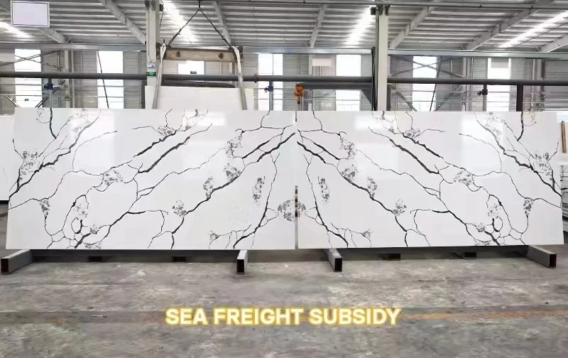 Quality Prefab Quartz Countertop White Calacatta Artificial Stone ...