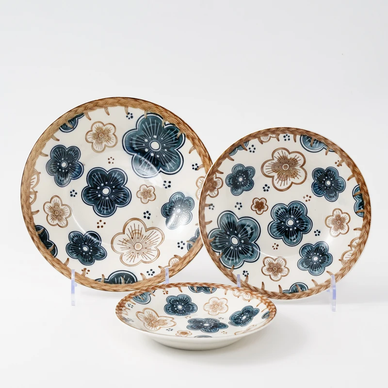 Huilang Printing Dinner Set Stoneware Dinnerware Set Round Ceramic ...