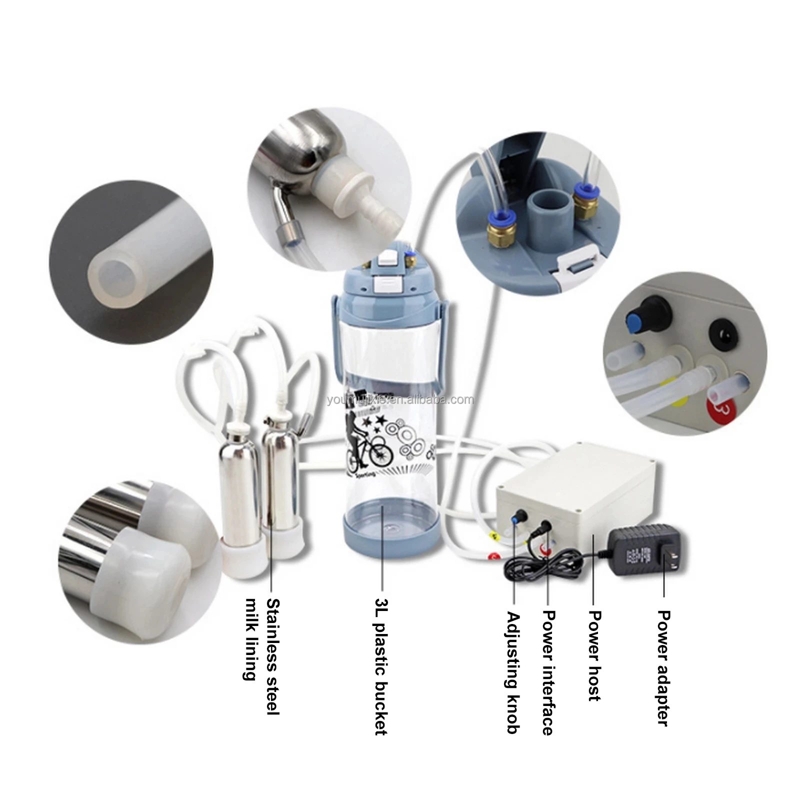 Electric Small Milking Machine 3l For Goats Pulsating Sheep Milking ...