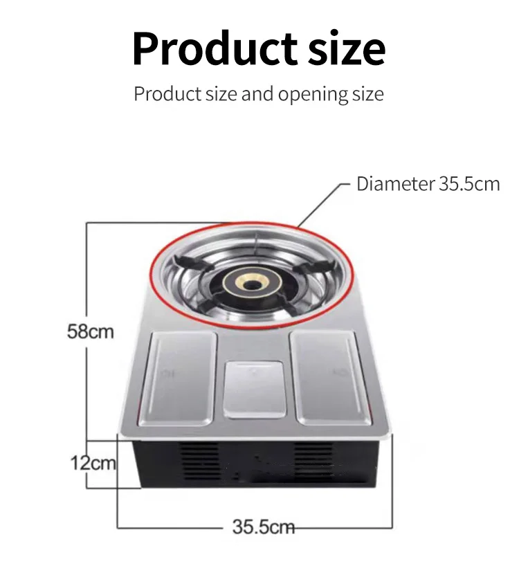 Korean Restaurant Stainless Steel Table Build in Stove