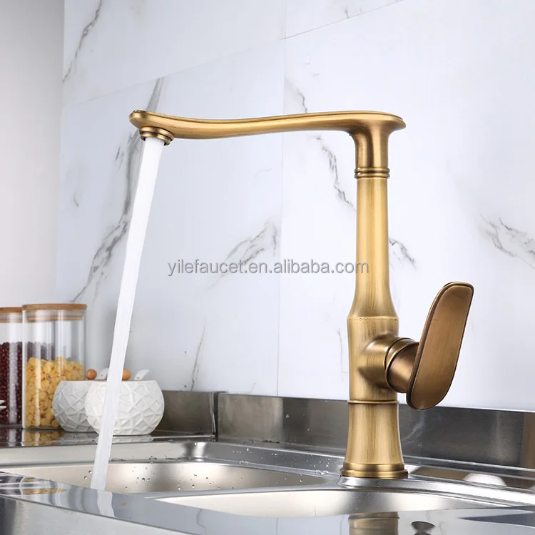 Elephant Trunk Shape Design Antique Brass Swivel Spout Kitchen Faucet ...