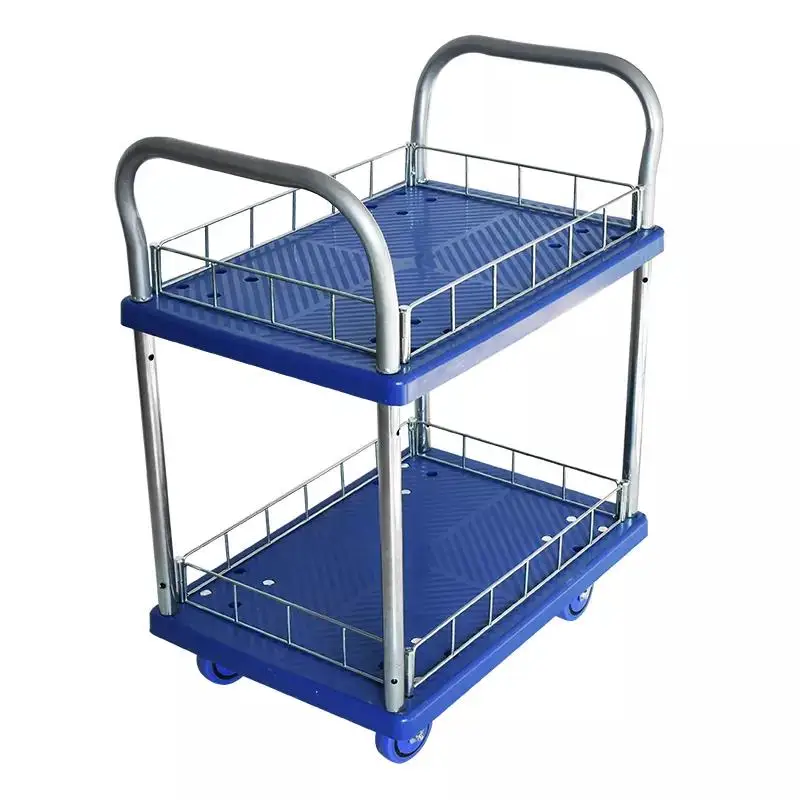 Silent 3 Layer Trolley Handling Tool Platform Trolley for Warehouse Use