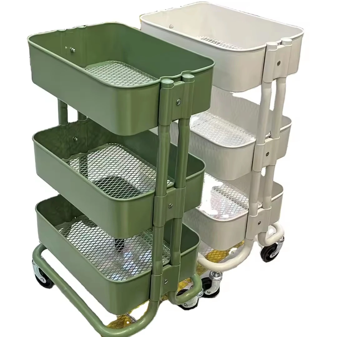 Modern Multi-colors 3 Tier Kitchen Trolley,Wheels Vegetable Storage ...