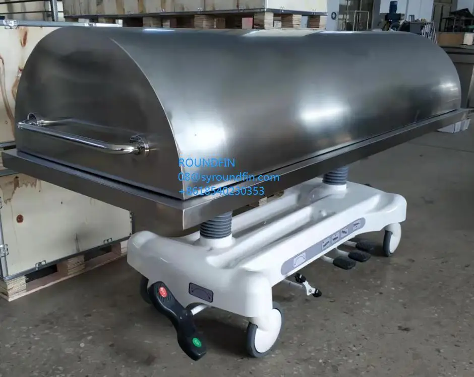 Morgue Hydraulic Trolley for Cadaver Transfer, Stainless Steel ...