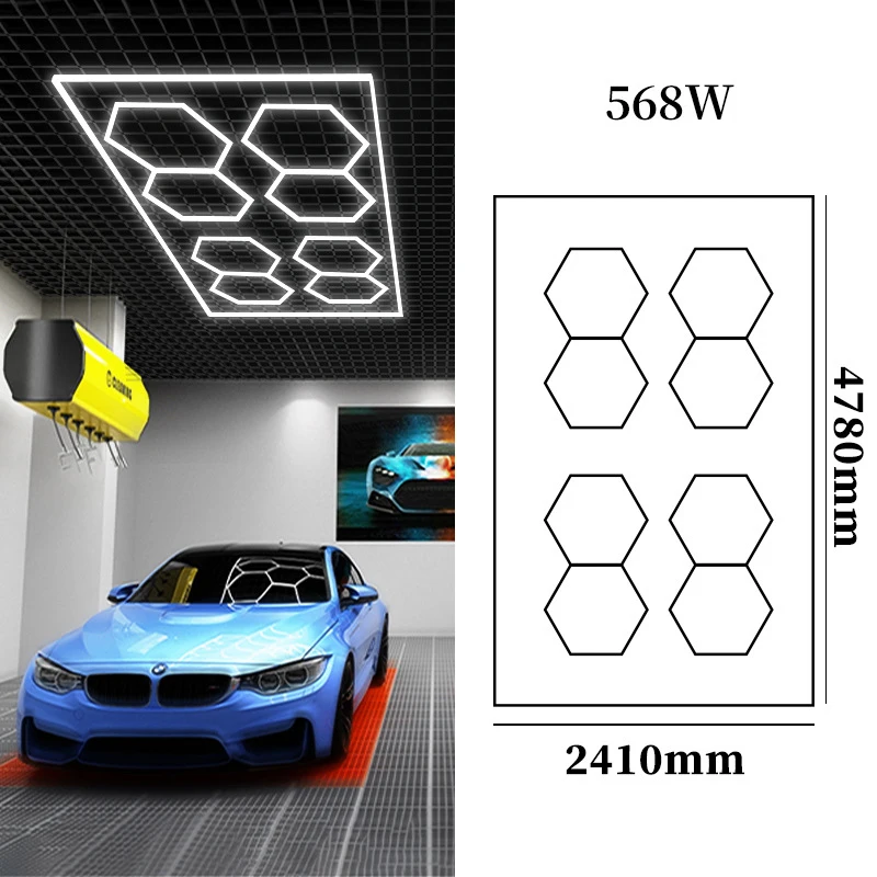 Hexagon LED Garage Lights - Efficient 672W Work Lighting