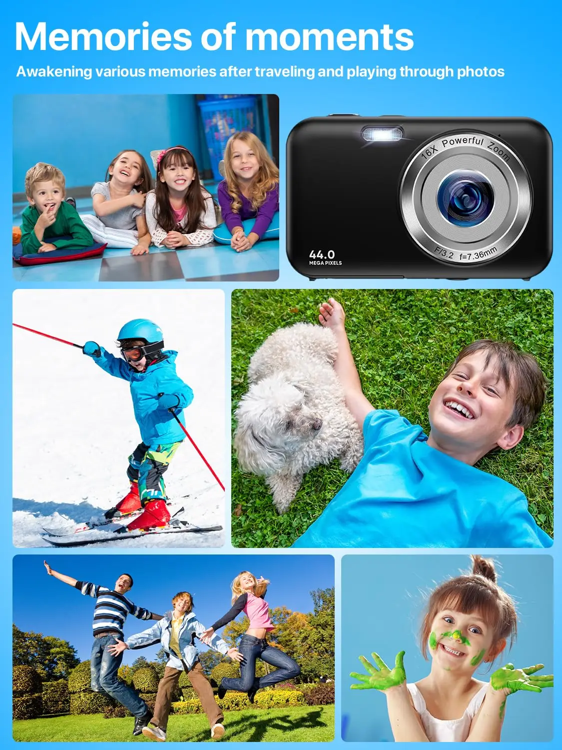 16X Digital Zoom FHD 1080P Portable Mini Digital Camera Compact Point ...