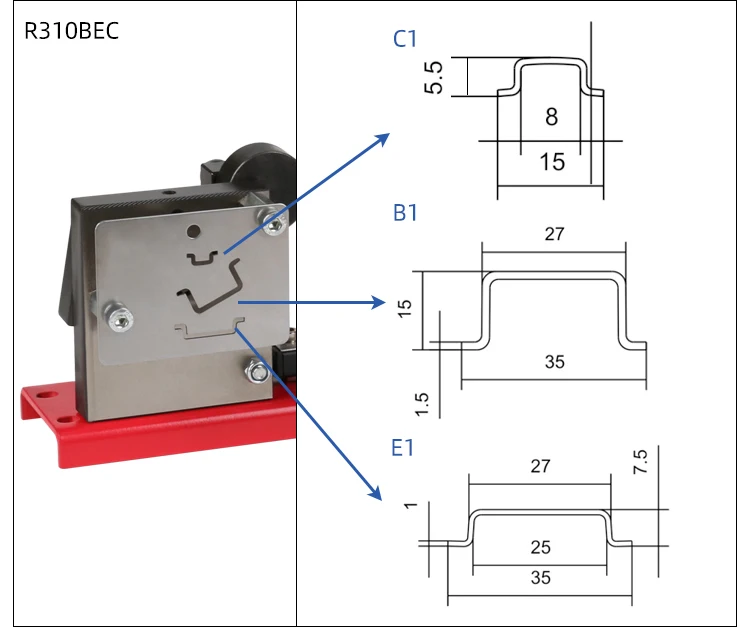 Multi Profile Din Rail Cutter & Ruler for 35x7.5mm, 35x15mm, 15x7.5mm - OEM