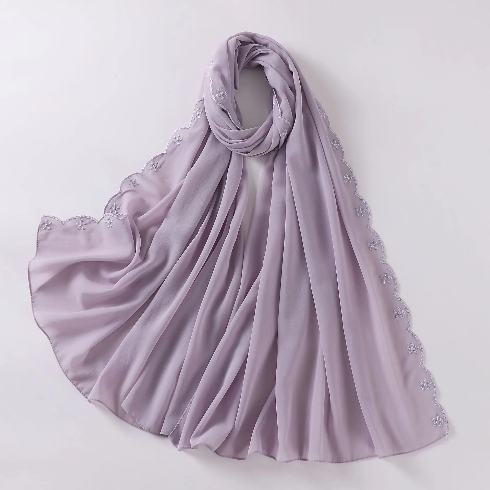 Zifeng Oem Bufanda Arabe New Style Plain Embroidered Pearl Chiffon ...